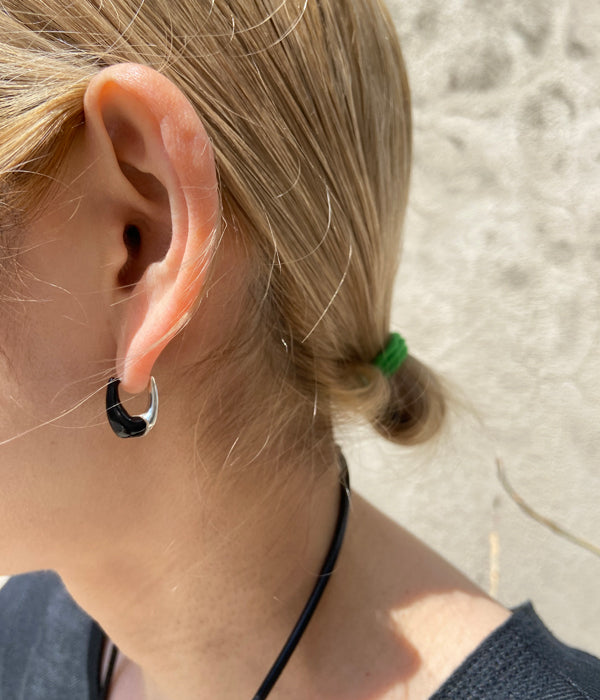 R.ALAGAN/DIPPED TINY TINY PUFFY HOOPS(BLACK)