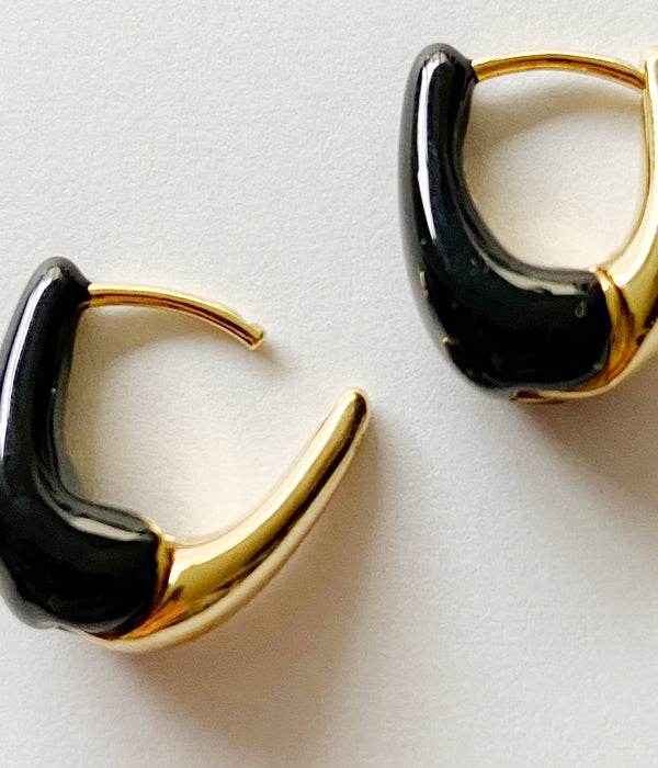 R.ALAGAN/DIPPED TINY TINY PUFFY HOOPS(BLACK/GOLD)