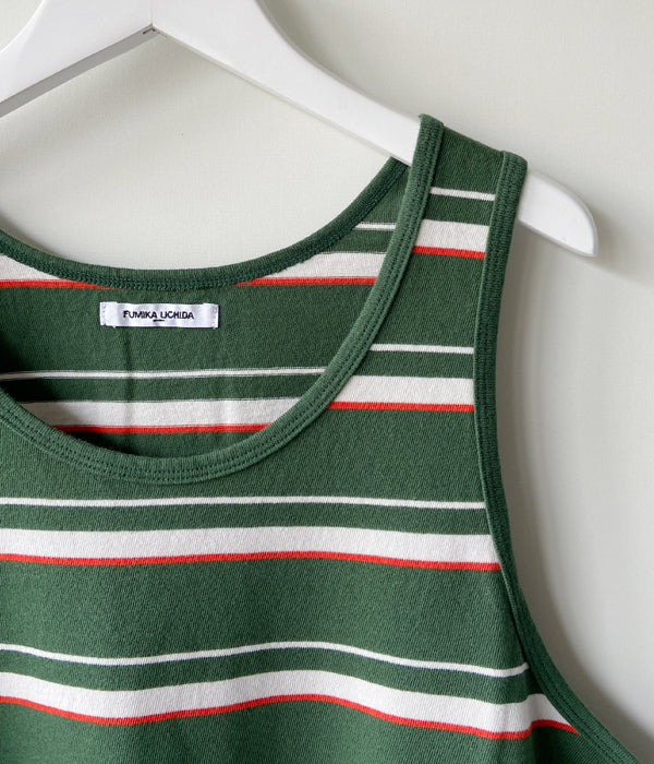 FUMIKA_UCHIDA/BODER OVERSIZED TANKTOP(GREEN/WHIT/RED)