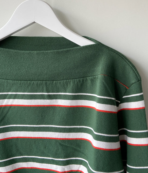 FUMIKA_UCHIDA/BODER LONG-SLEEVE CROPPED TOP(GREEN/WHIT/RED)